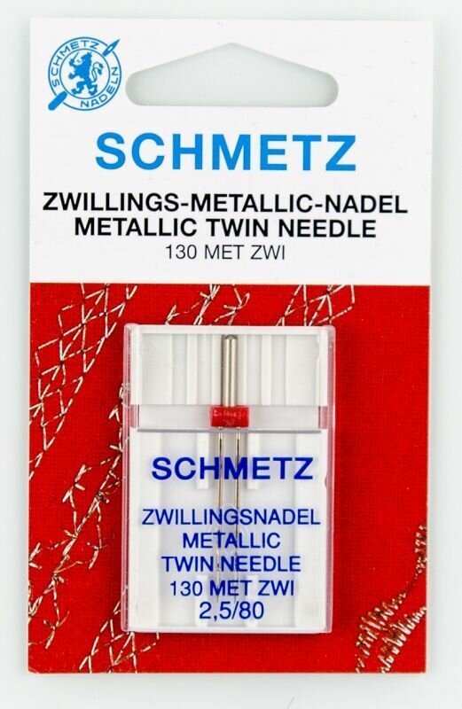 Иглы Schmetz для металлизированных нитей двойные № 80/2.5 1 шт. 130 MET NE