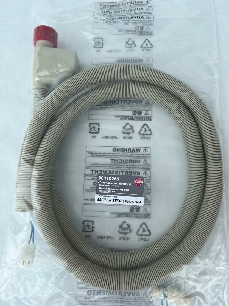 Шланг заливной с аквастопом для посудомоечной машины Beko 1760360100