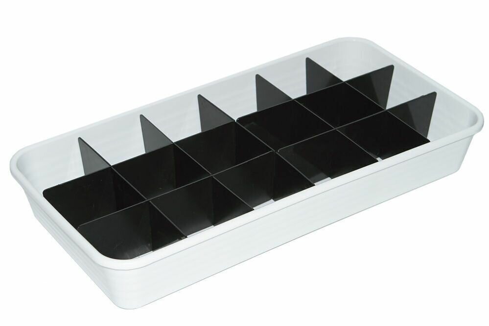 Ящик для рассады 480*240*70 с перегородками (18 ячеек) белый