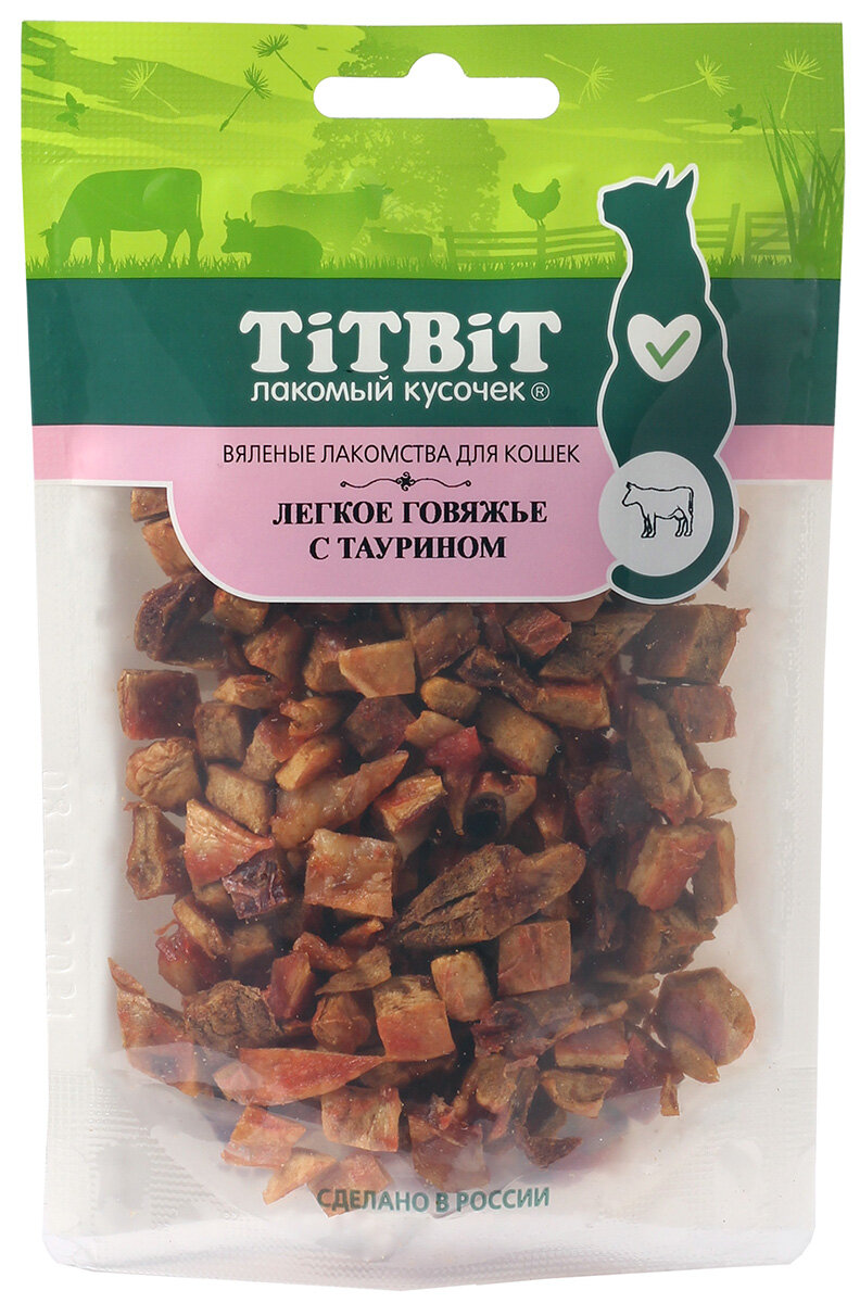 Лакомство TIT BIT для кошек вяленое легкое говяжье с таурином (25 гр)