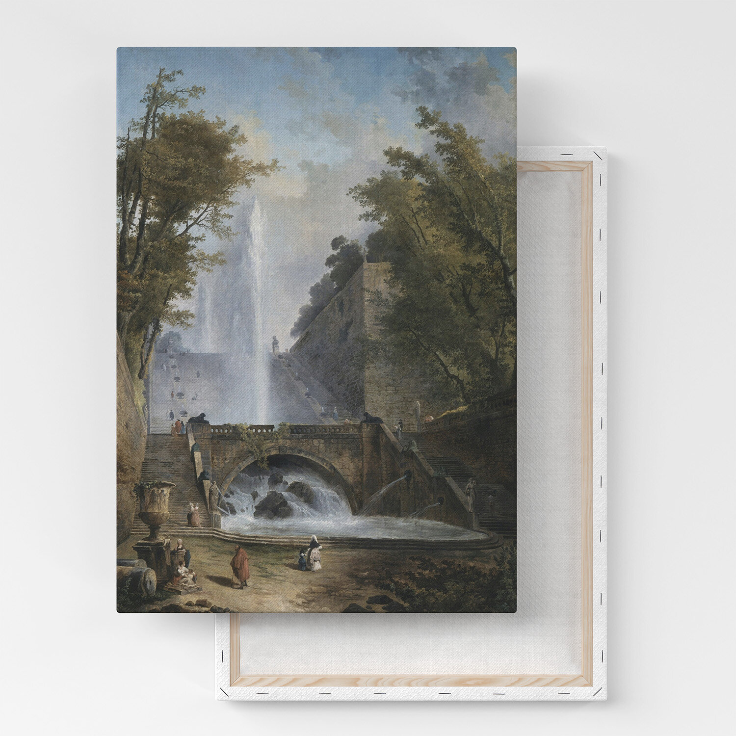Картина на холсте, репродукция / Юбер Робер - Stair and Fountain in the Park / Размер 80 x 106 см