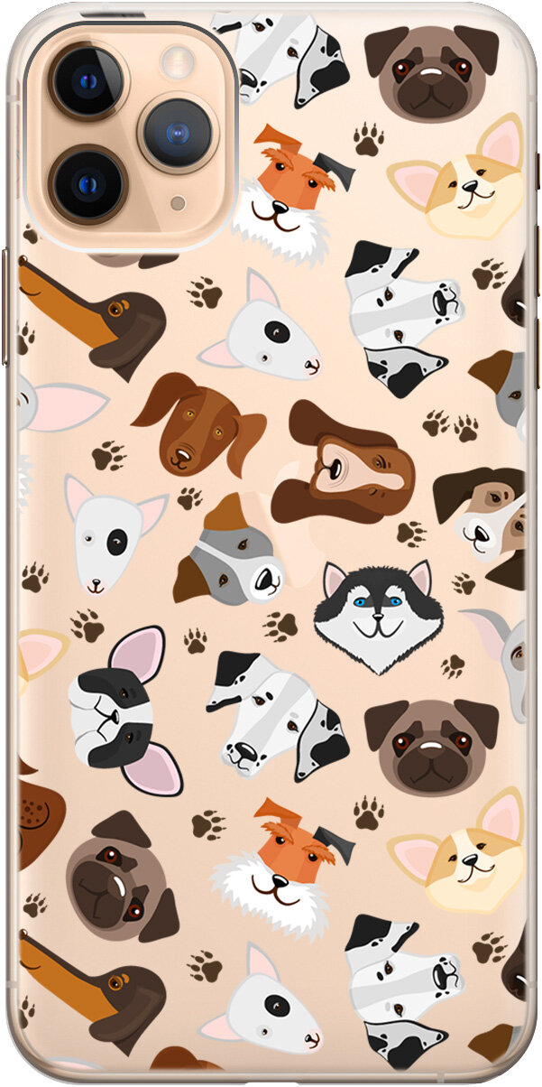 Силиконовый чехол на Apple iPhone 11 Pro Max / Эпл Айфон 11 Про Макс с рисунком "Dogs Pattern"