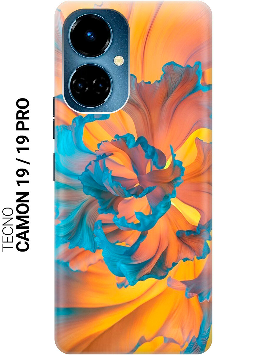 Силиконовый чехол на Tecno Camon 19 / 19 Pro / Техно Камон 19 / 19 Про с рисунком "Желто-голубой цветок"