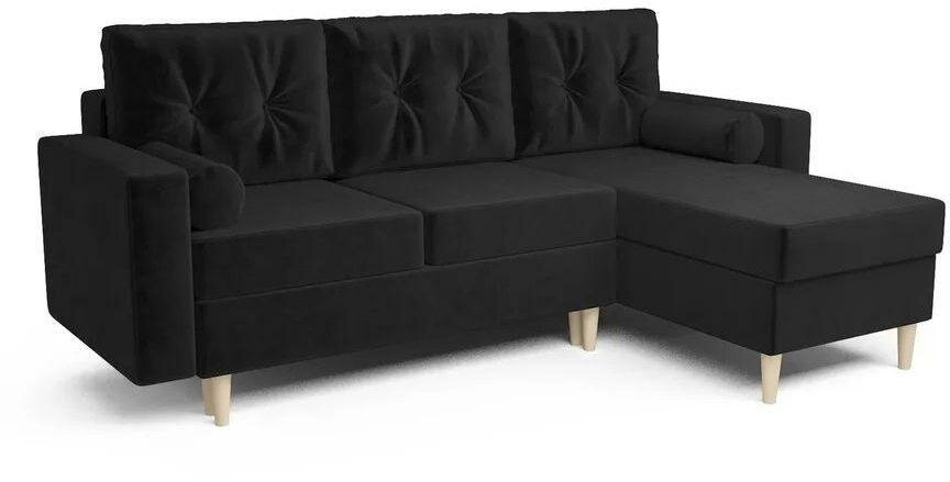 Диван Mebel-ars Белфаст угловой Велюр Черный Размеры: Высота 900мм Глубина 1550мм Ширина 2200мм