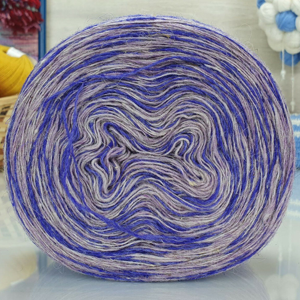 Пряжа Рассказовская ангорка меланж 12 сир/фиолет (2 мотка)