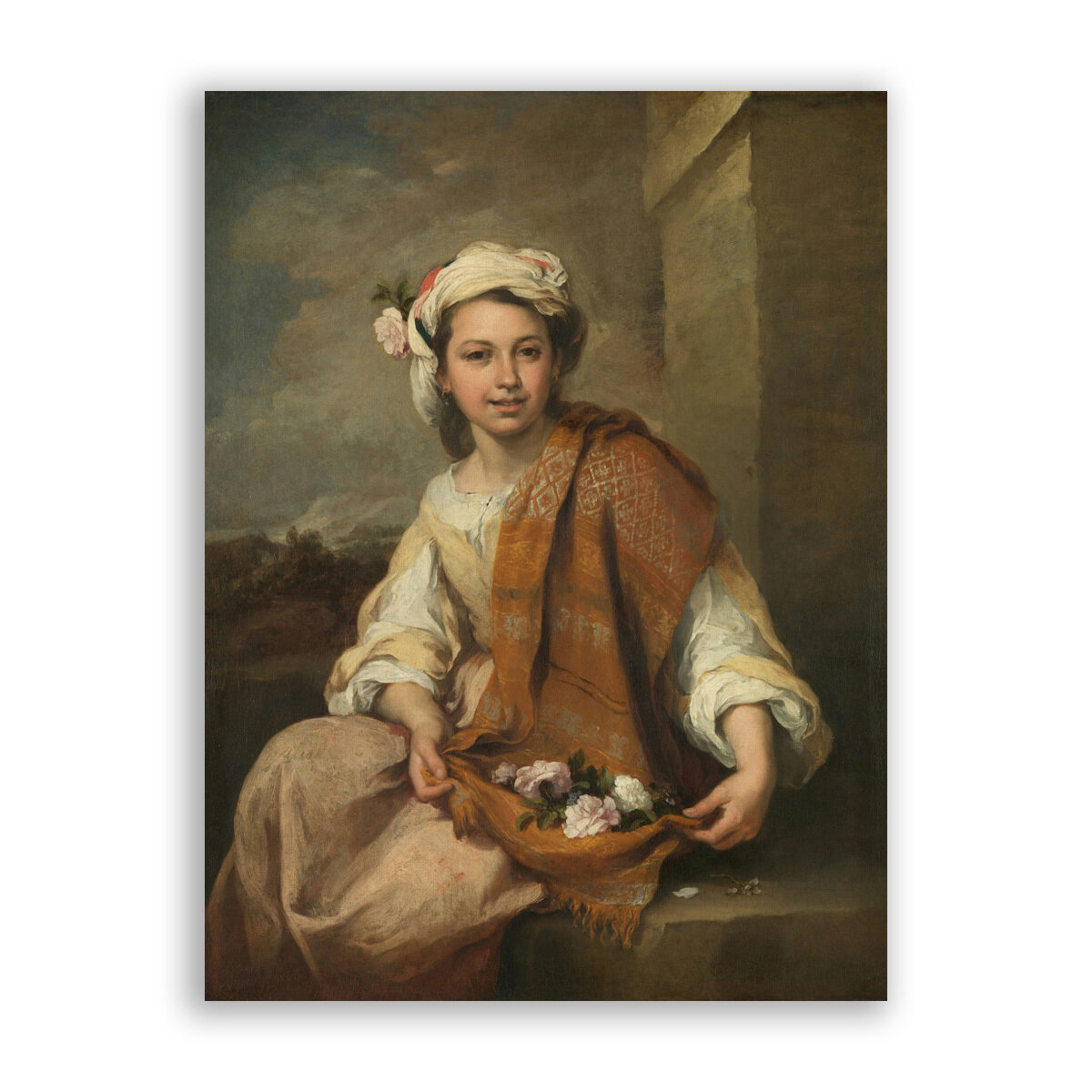 Картина на холсте, репродукция / Эстебан Мурильо - The Flower Girl / Размер 60 x 80 см