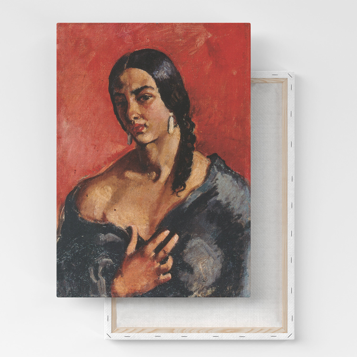 Картина на холсте, репродукция / Амрита Шер-Гил - Self-Portrait with Red Background / Размер 60 x 80 см