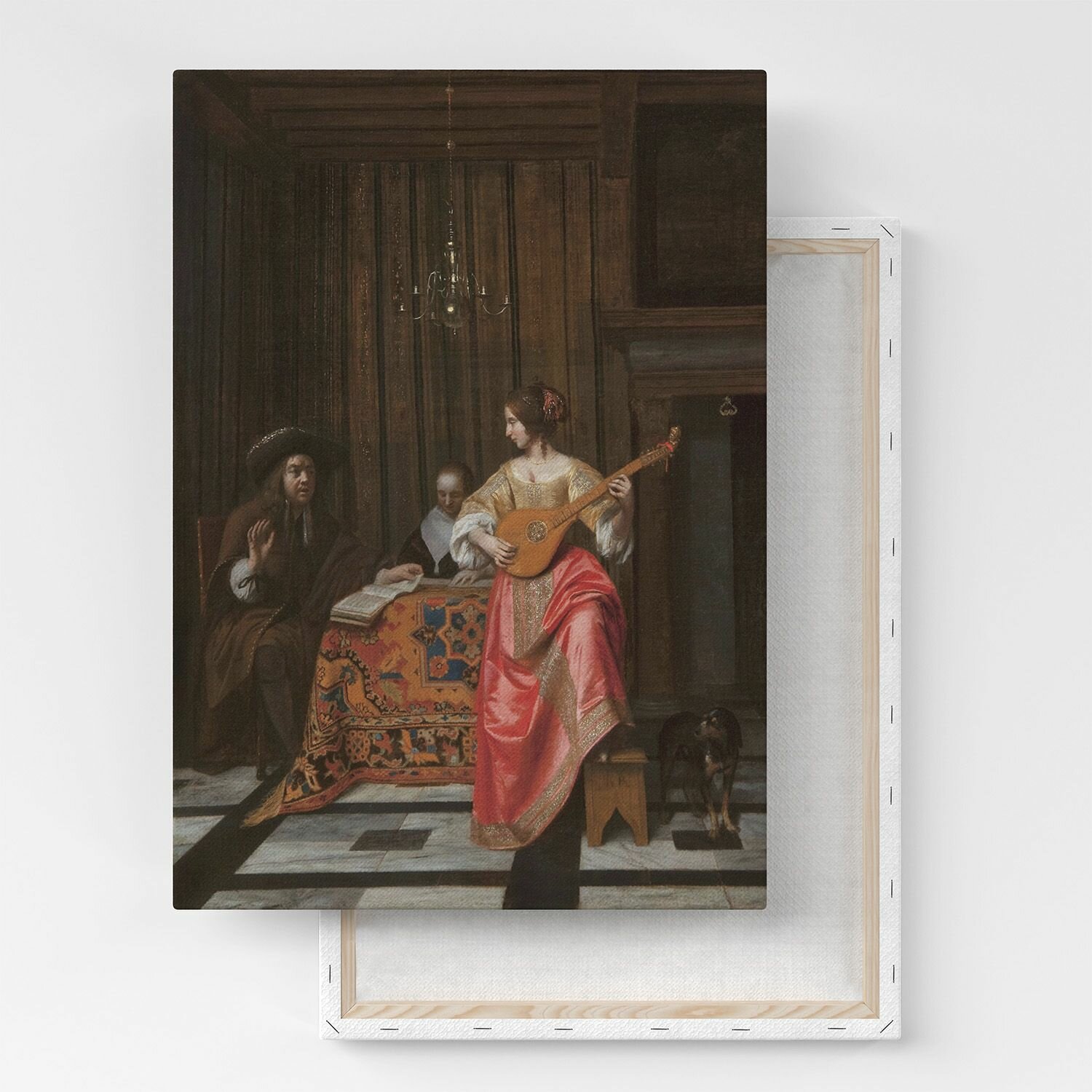 Картина на холсте, репродукция / Питер де Хох - A Woman with a Cittern / Размер 80 x 106 см