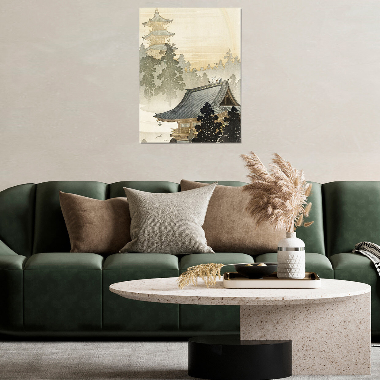 Картина на холсте, репродукция / Косон Охара - Pagoda and rainbow / Размер 40 x 53 см
