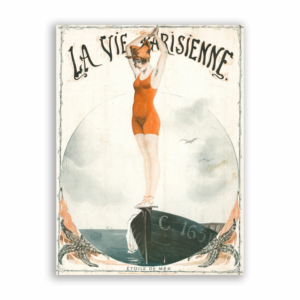 Постер на бумаге в стиле Пин-ап / La Vie Parisienne - Etoile de Mer / Размер 30 x 40 см