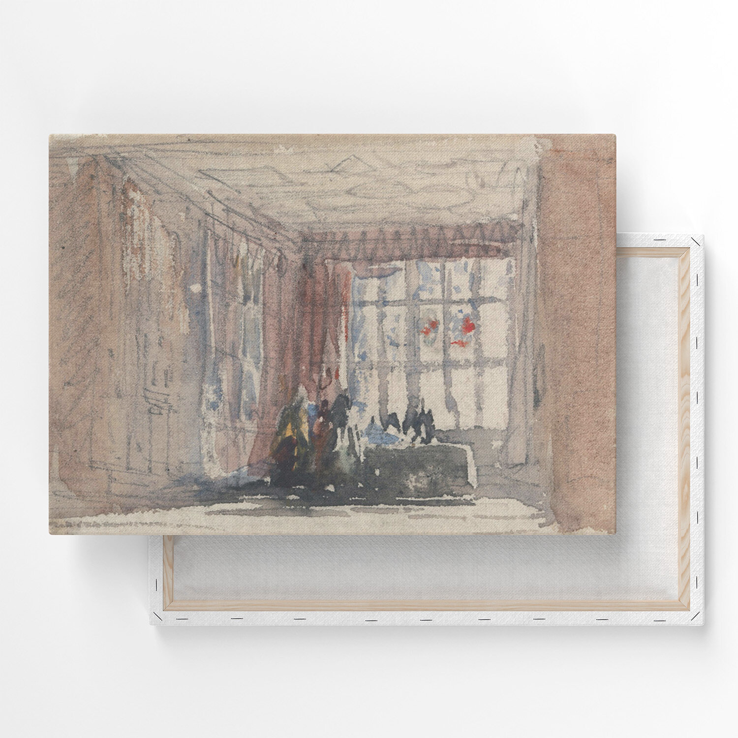 Картина на холсте, репродукция / Дэвид Кокс - A Tudor Room with Figures / Размер 30 x 40 см