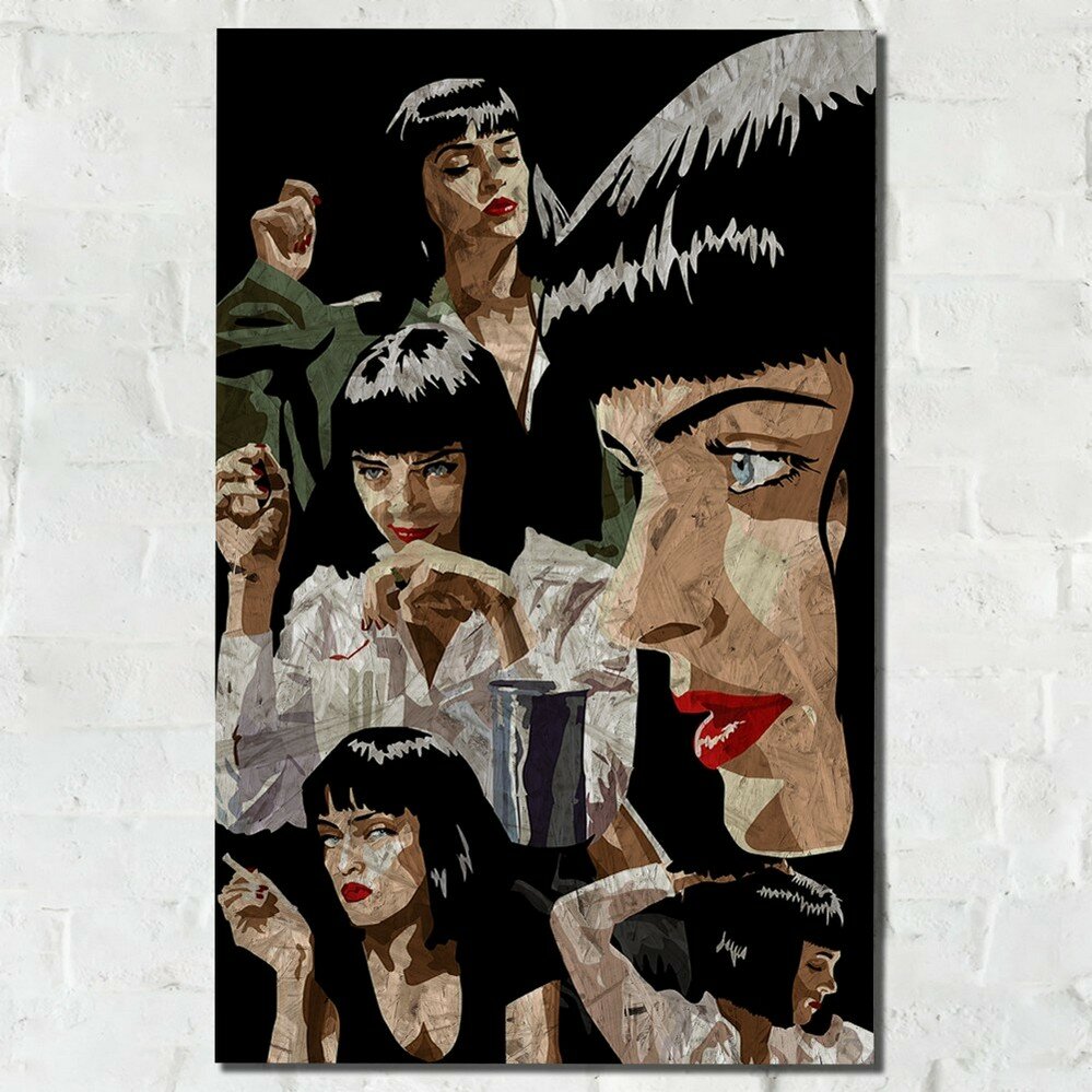 Картина интерьерная на рельефной доске фильм Криминальное Чтиво (Pulp Fiction, Ума Турман, Квентин Тарантино) - 13696 В