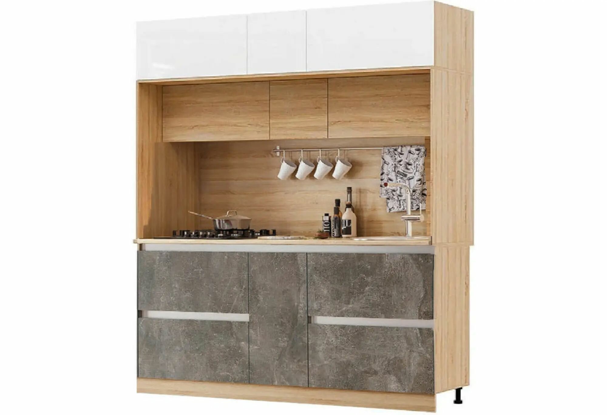 Кухня Карина 2,2м Белый/Бетон темн.