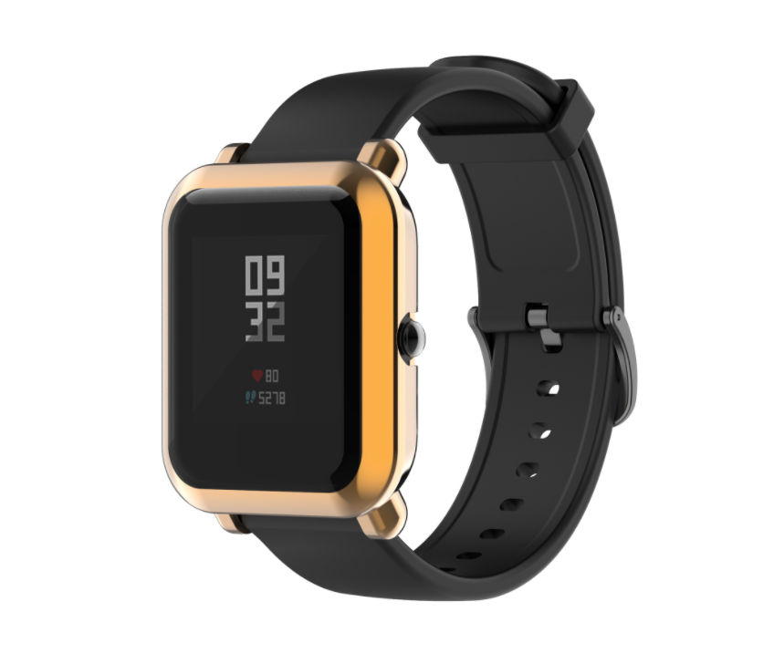 Защитный бампер-чехол из тонкого и прочного силикона для Amazfit Bip S/ Amazfit Bip S Lite с противоударными свойствами, золотой