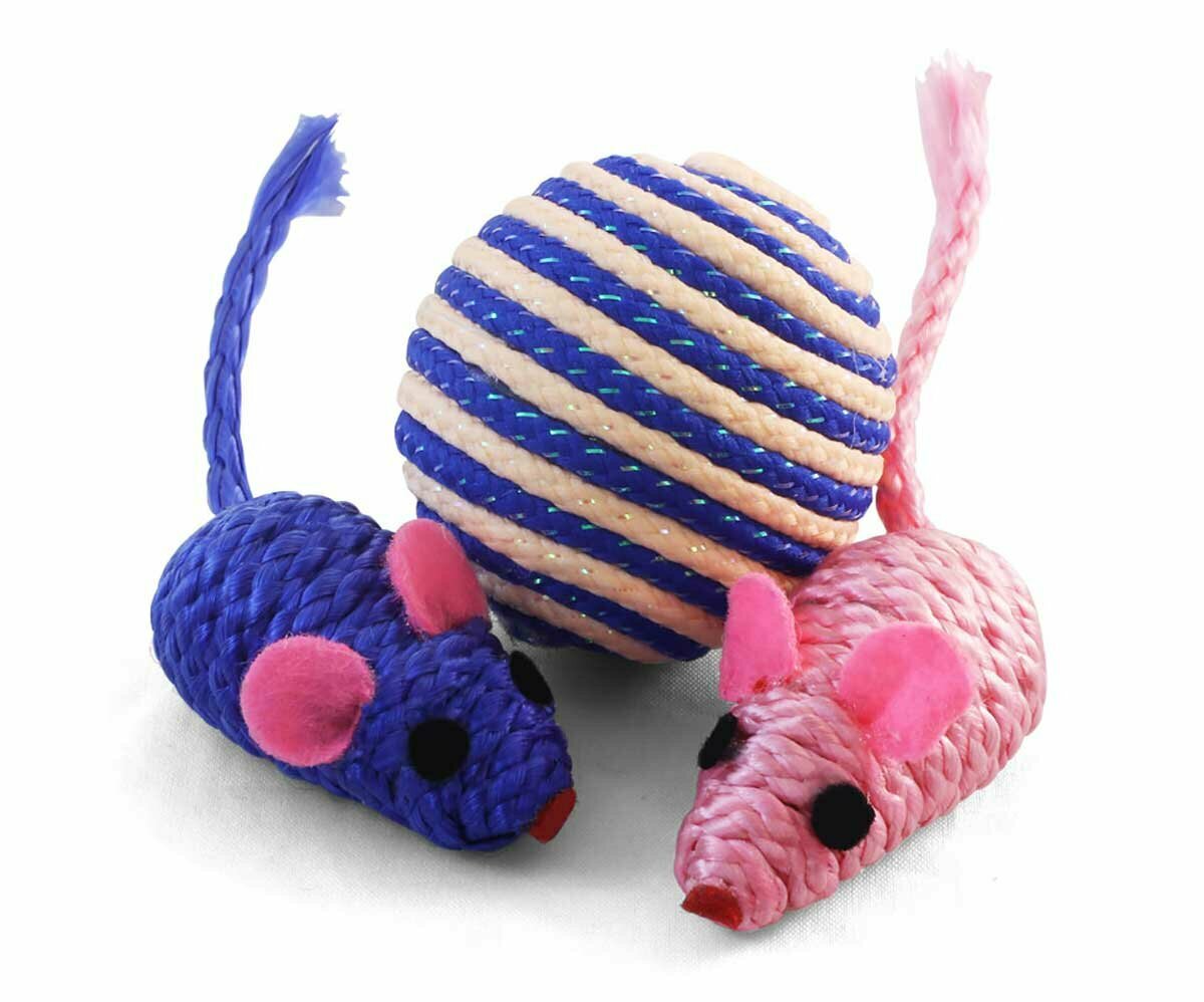 Игрушка для кошек Triol мяч/2-мыши 4,5см 22181055 xw7007