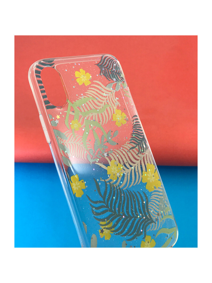 Чехол Мобильная Мода для iPhone Xs Накладка силиконовая с эпоксидной смолой и рисунком цветочков
