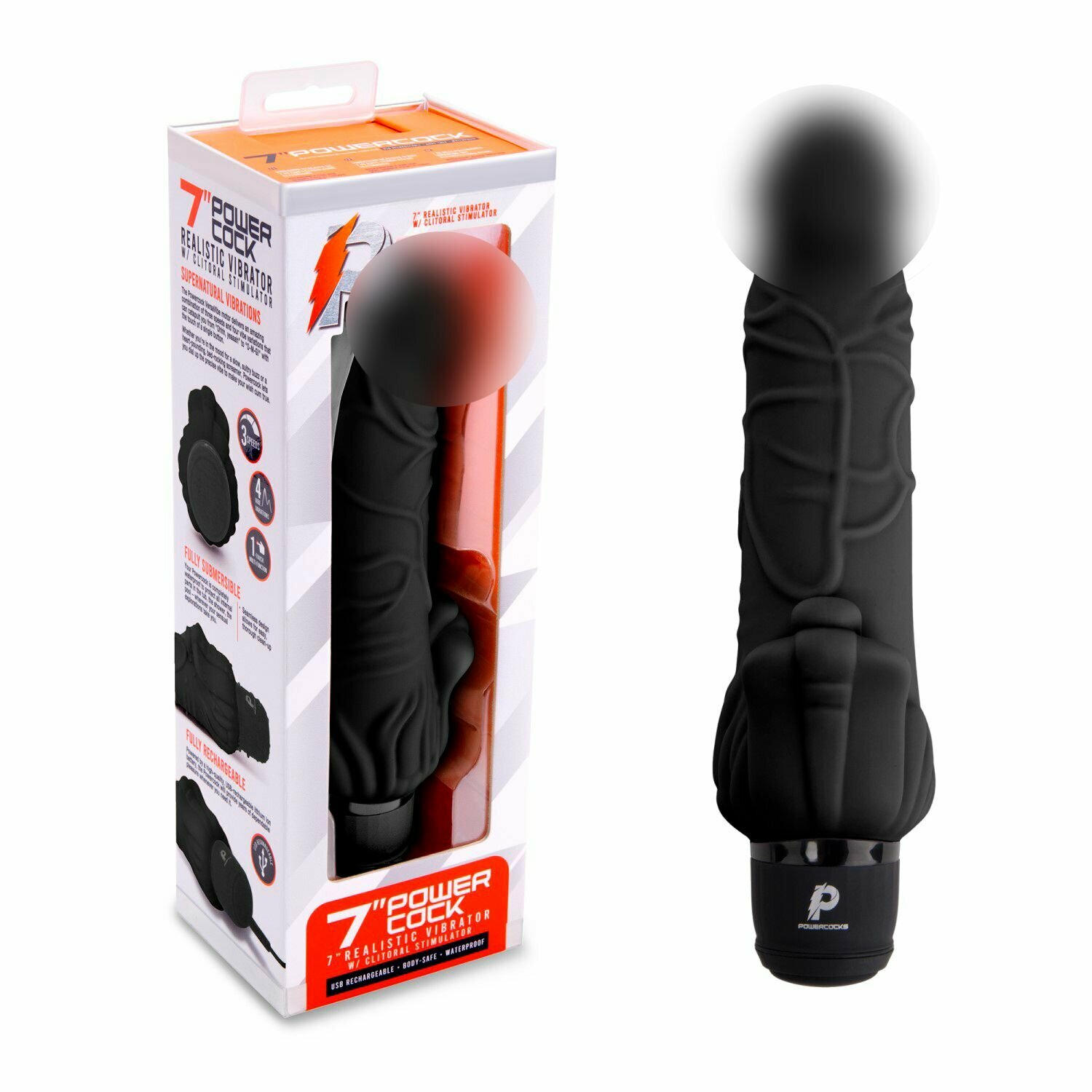Реалистичный вибратор PowerCocks, с клиторальной стимуляцией, от USB, 22см