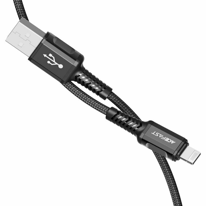 Кабель Acefast C1-02 USB-A to Lightning Charging Data Cable (1,2 метра) чёрный (AF-C1-02-BK)