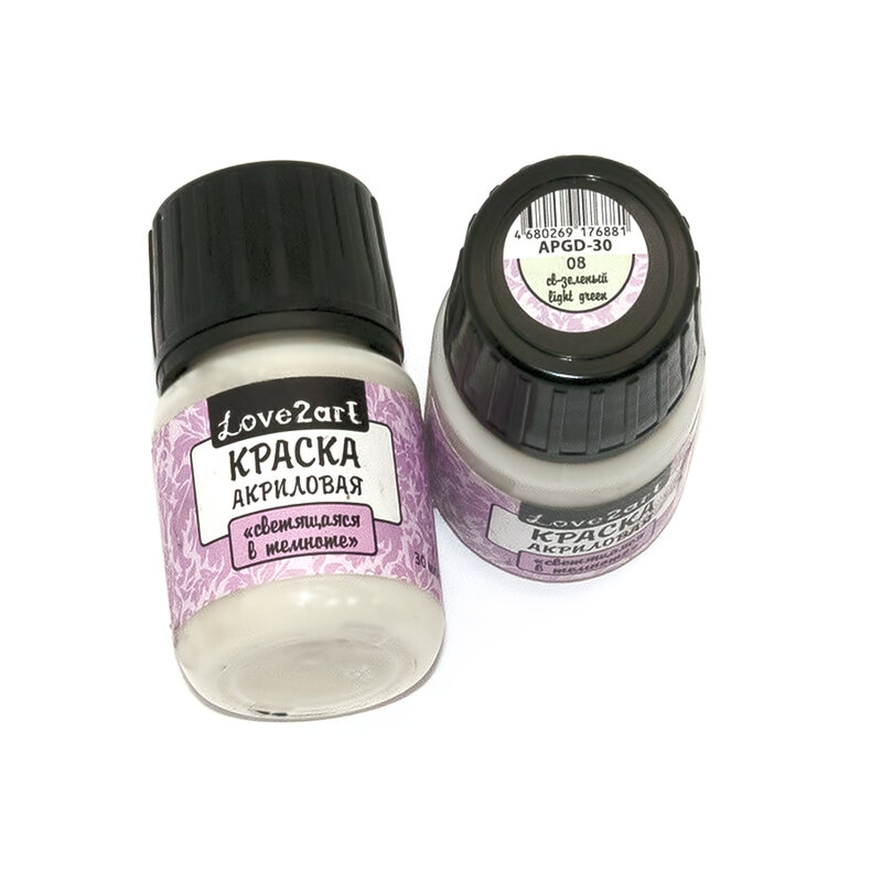 Краска акриловая "Love2art" для декора "светящаяся в темноте" APGD-30 30 мл 08 св-зеленый