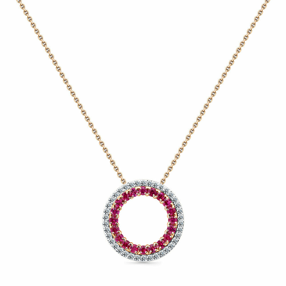 Колье, красное золото, 585 проба, рубин, бриллиант