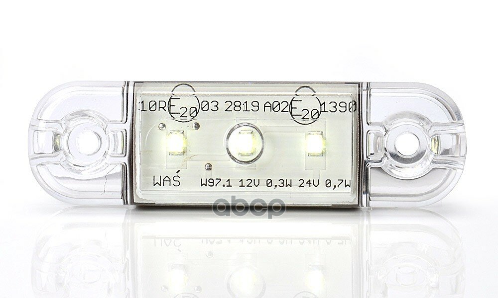 Фонарь габаритный W97.1 Белый, передний, LED / 9V-36V / IP68 размеры 84x24x10 mm, расстояние между монтажными отверстиями - 6.