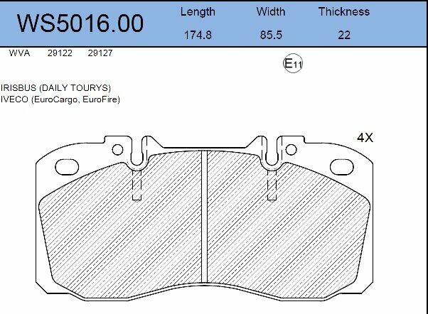 Колодки тормозные дисковые JEENICE WS5016.00