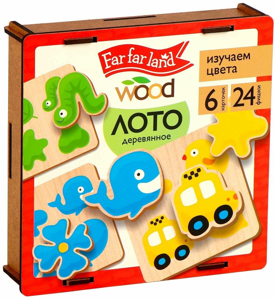 Детское деревянное лото "Изучаем цвета", развивающая настольная игра-сортер для малышей, учим цвета, игровой набор в деревянной коробке