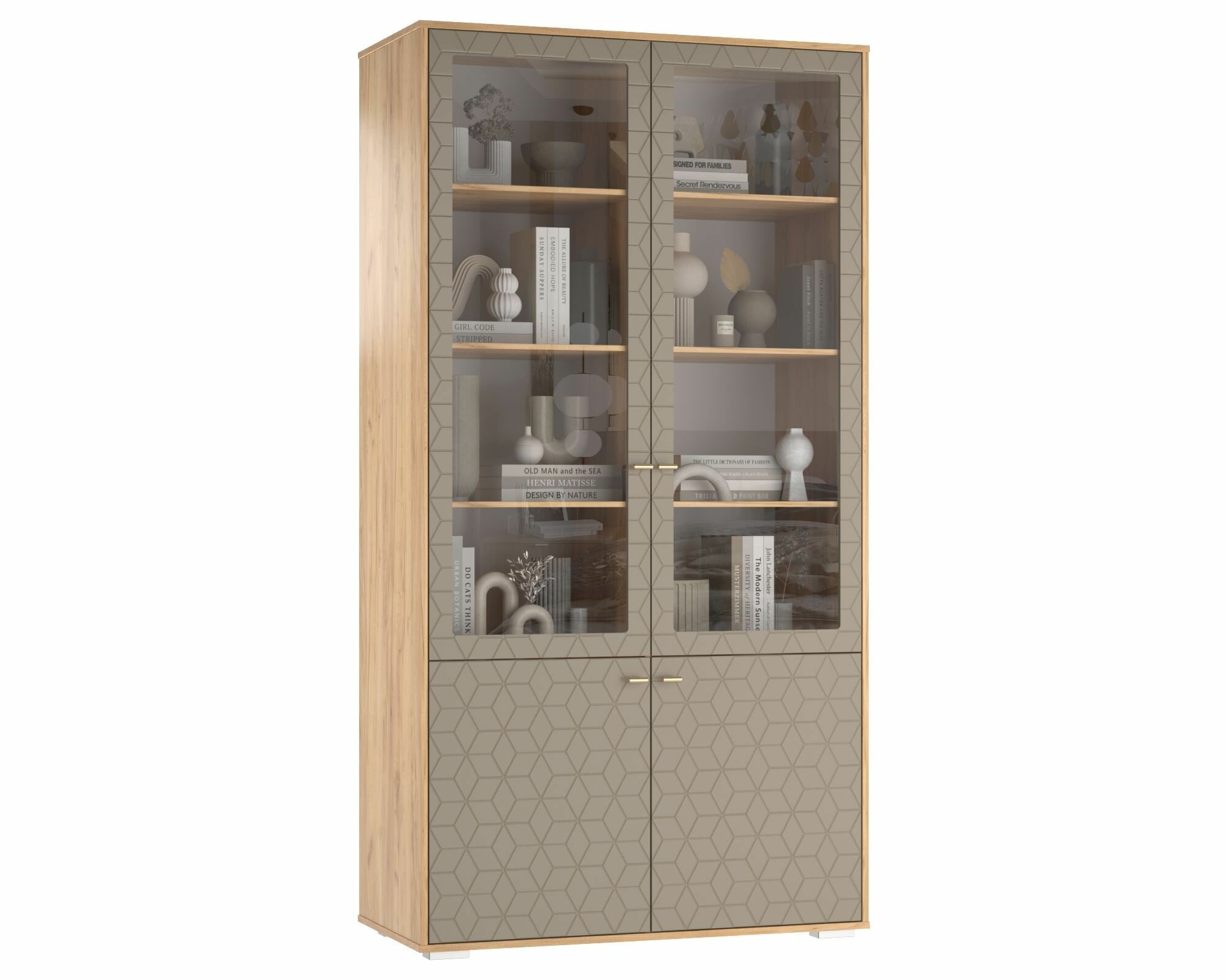 Книжный шкаф с полками "Монс 2" 104х200х50 Дуб крафт золотой / Мокко