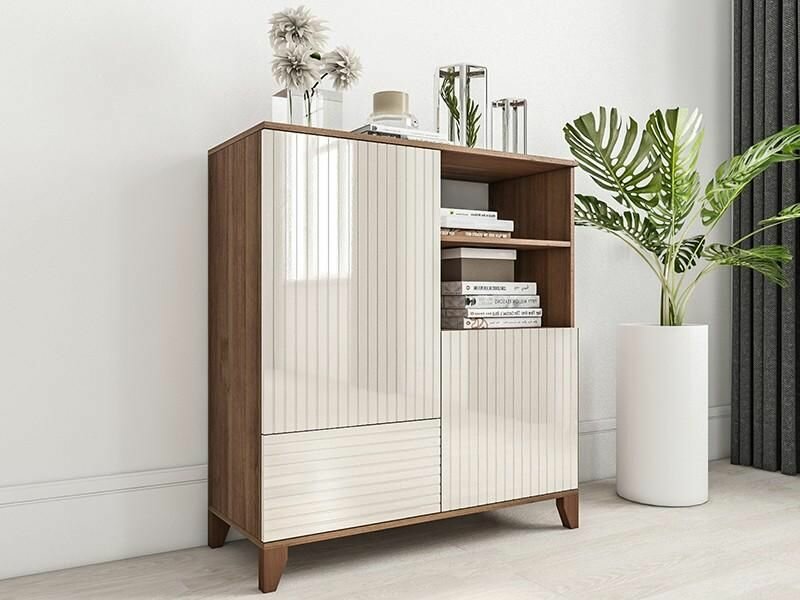 Комод для вещей "Сканди 19" 100х110х40, орех гварнери / ваниль глянец