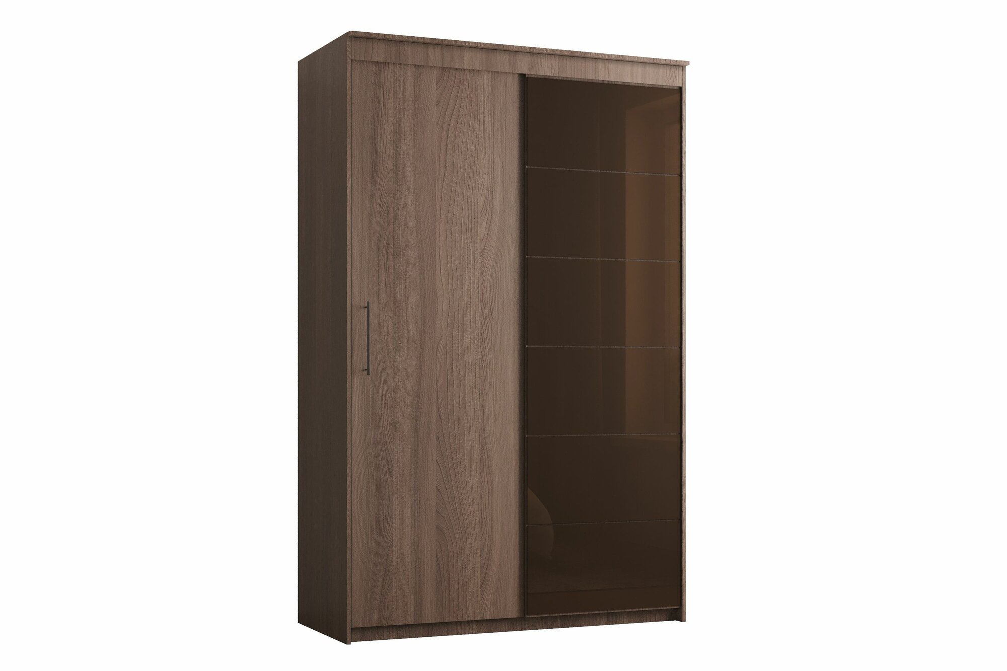 Шкаф-купе "Арманд 2" 100-60-240 ясень шимо темный и оракал коричневый 800М ручка рейлинг хром матовая наполнение платье