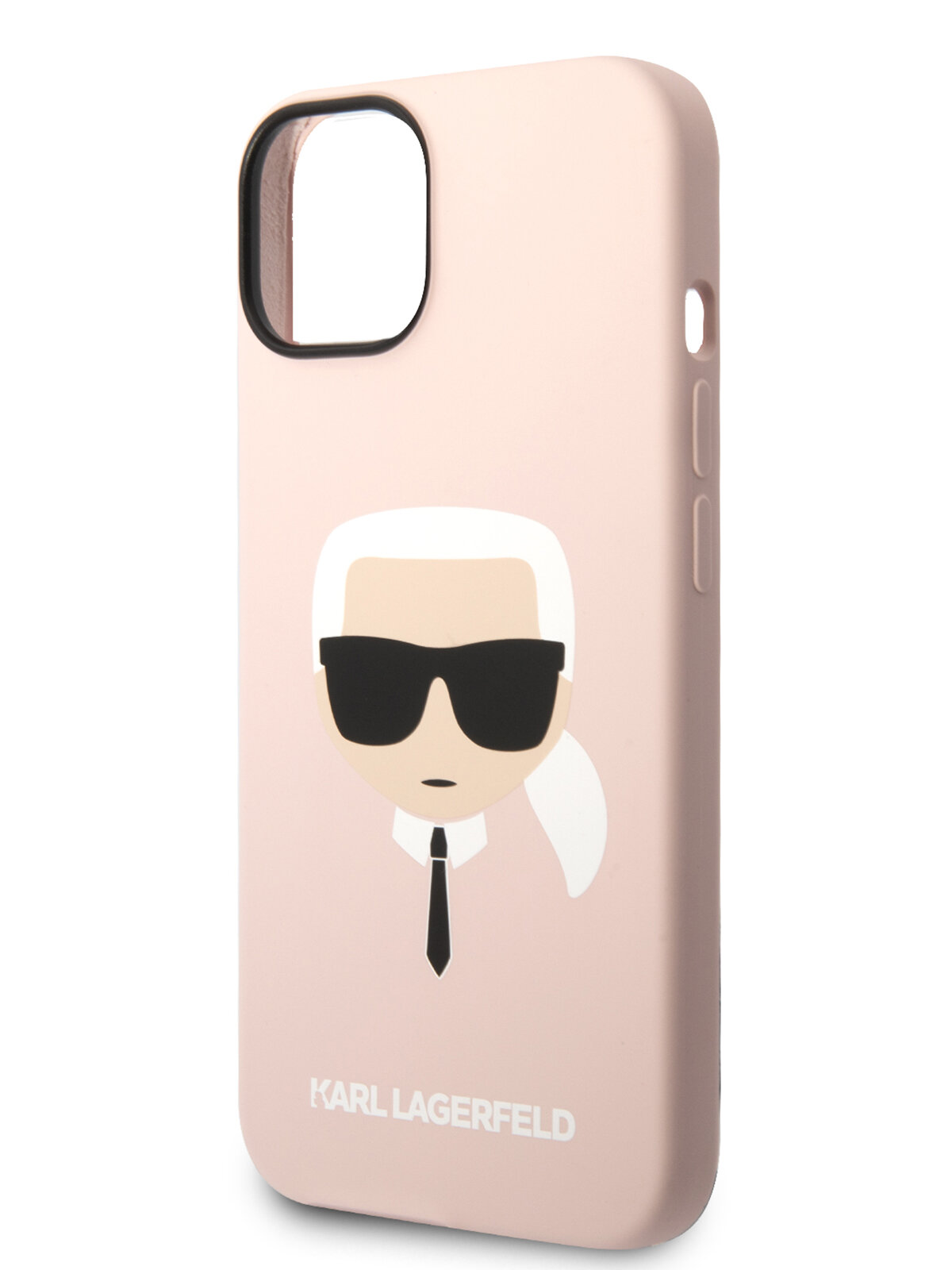 Lagerfeld для iPhone 14 Plus чехол Liquid silicone Karl's Head Hard Pink (MagSafe)