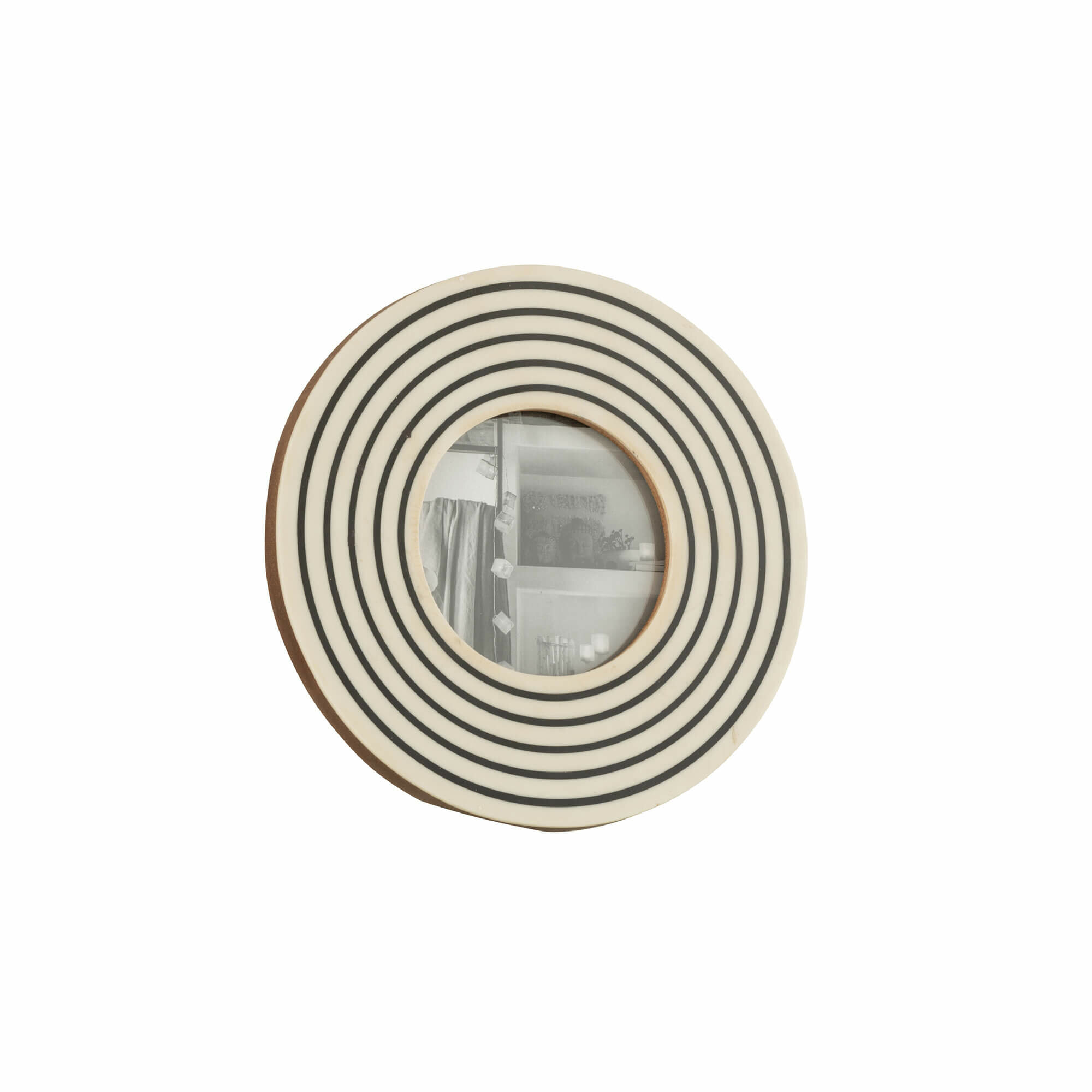 Фоторамка J-line 027122, круглая, дерево/стекло, 10x10 см, бежевая