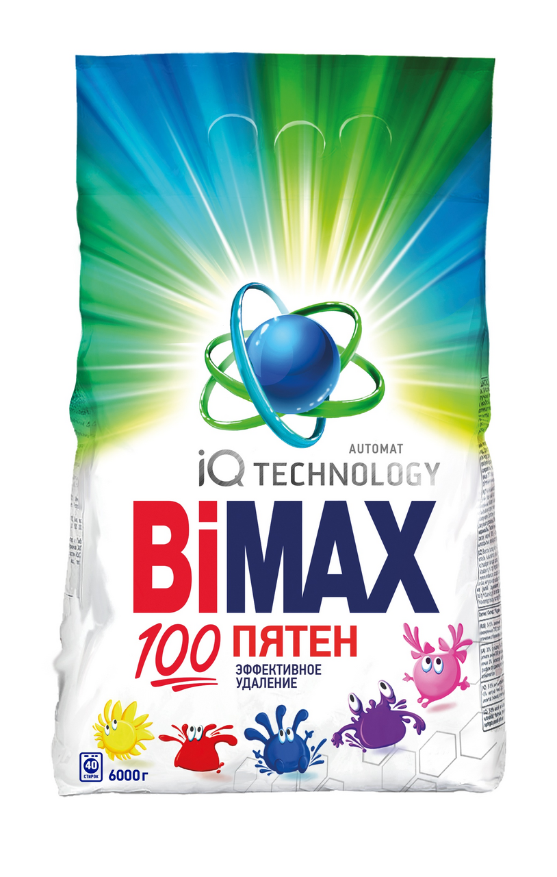 Стиральный порошок Bimax 100 пятен для всех видов тканей 6 кг x 3 упаковки