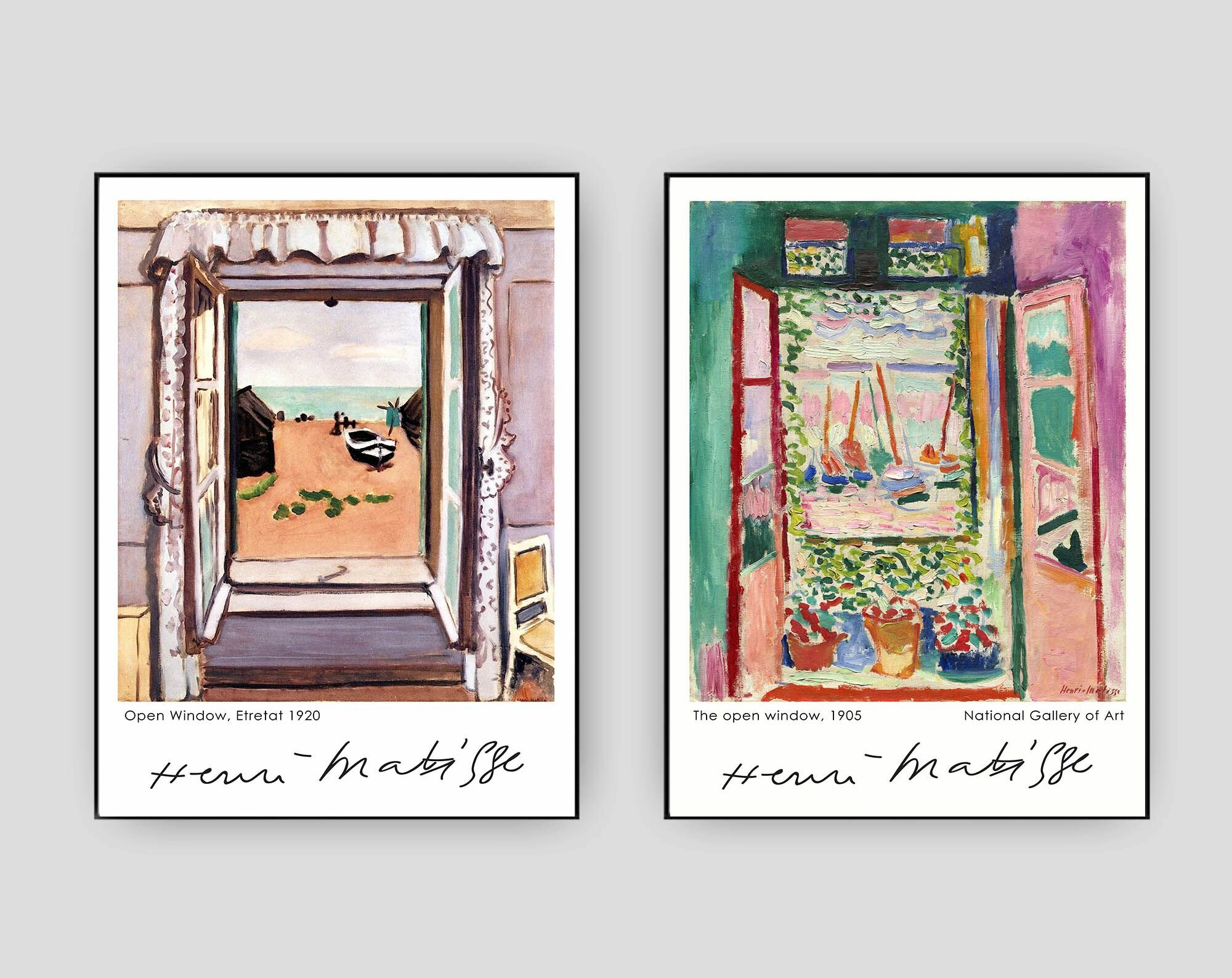 Набор интерьерных постеров Матисс - "Вид из окна" 2 шт А3 без рамы. 2 винтажных плаката в стиле фовизм Henri Matisse "Юг Франции"