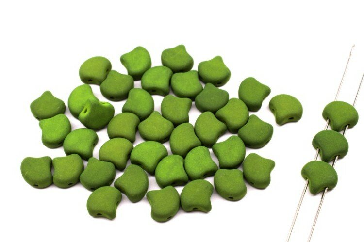 Бусины GINKO 7,5х7,5мм, отверстие 0,8мм, цвет 02010/29534 зеленый матовый, 710-059, 10г (около 40шт)