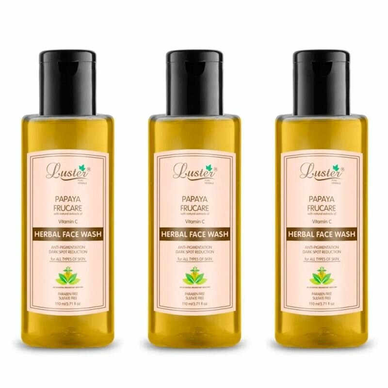 LUSTER Гель для умывания с зкстрактом папайи и витамином C, "Papaya Frucare Herbal Face Wash" 110 мл, 3 шт.