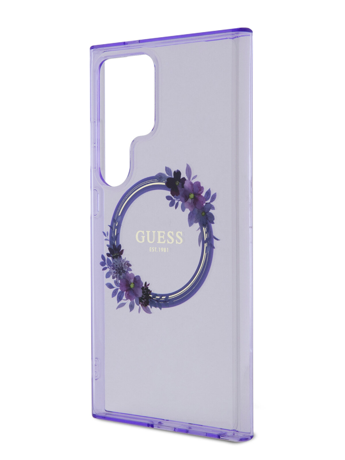 Guess для Galaxy S24 Ultra чехол PC/TPU Flowers Wreath Hard Purple (MagSafe)