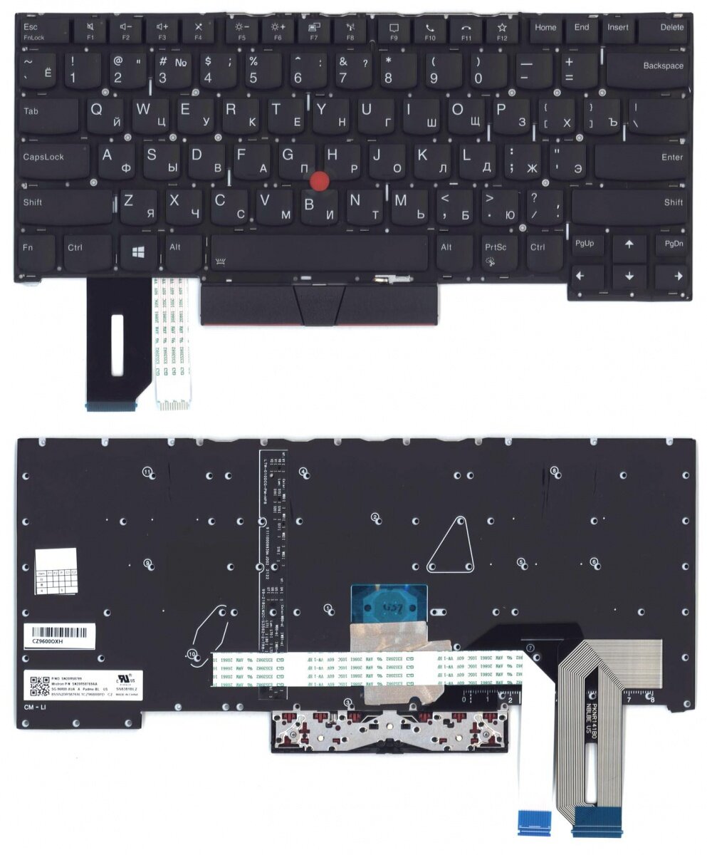 Клавиатура для Lenovo ThinkPad T14s черная с подсветкой