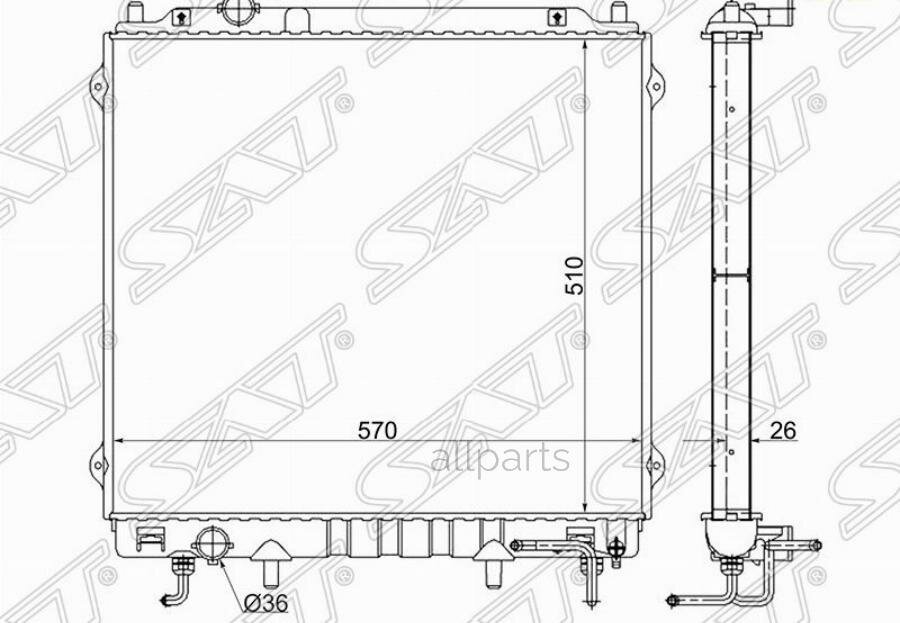 SAT HY0012-2.9 Радиатор Hyundai Terracan 01-07