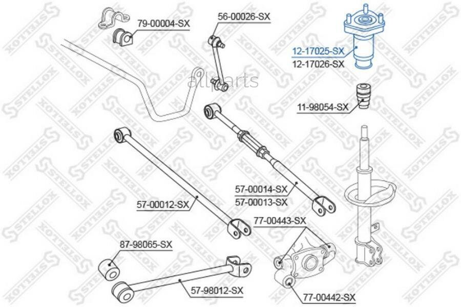 STELLOX 1217025SX опора амортизатора заднего левого!\ Toyota Camry 2.4 16V/3.5 24V 06>