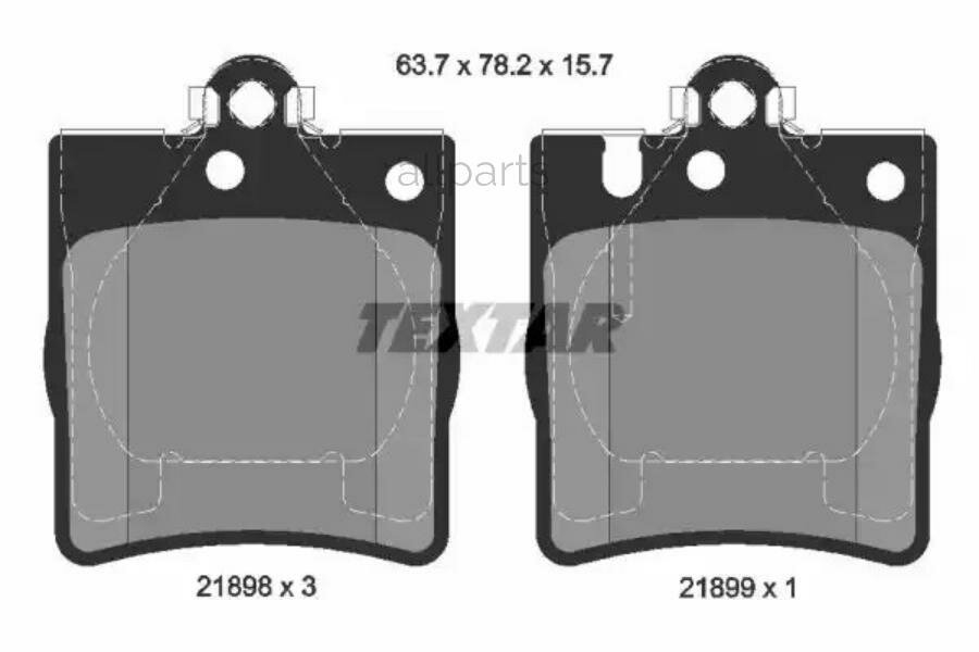 TEXTAR 2189803 Колодки задние с противошумной пластиной Q+ MERCEDES W203 00>/A208/A209 CLK TEXTAR 2189803
