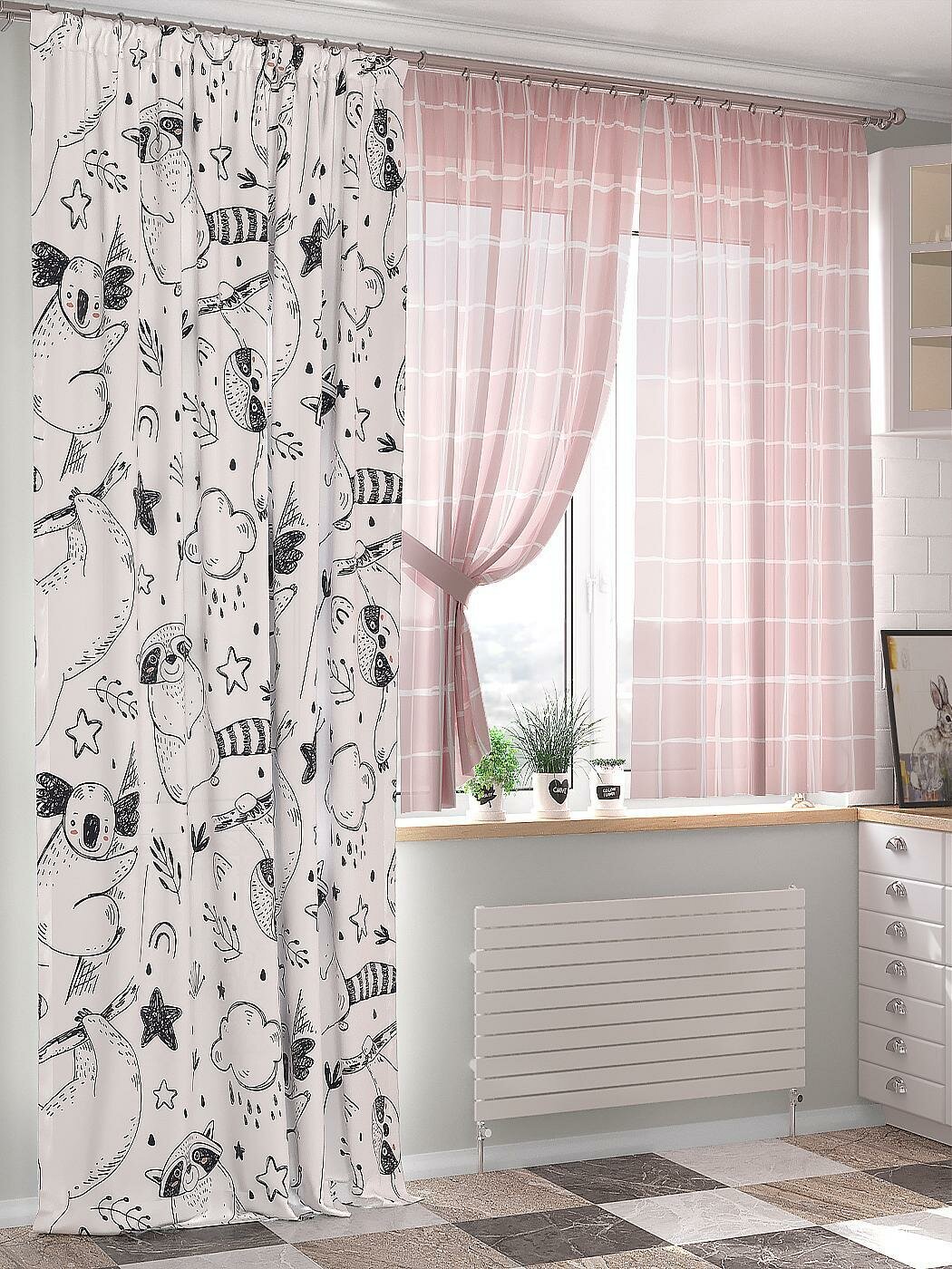 Штора для спальни и гостиной готовая 150x240 см с рисунком (549024-240)