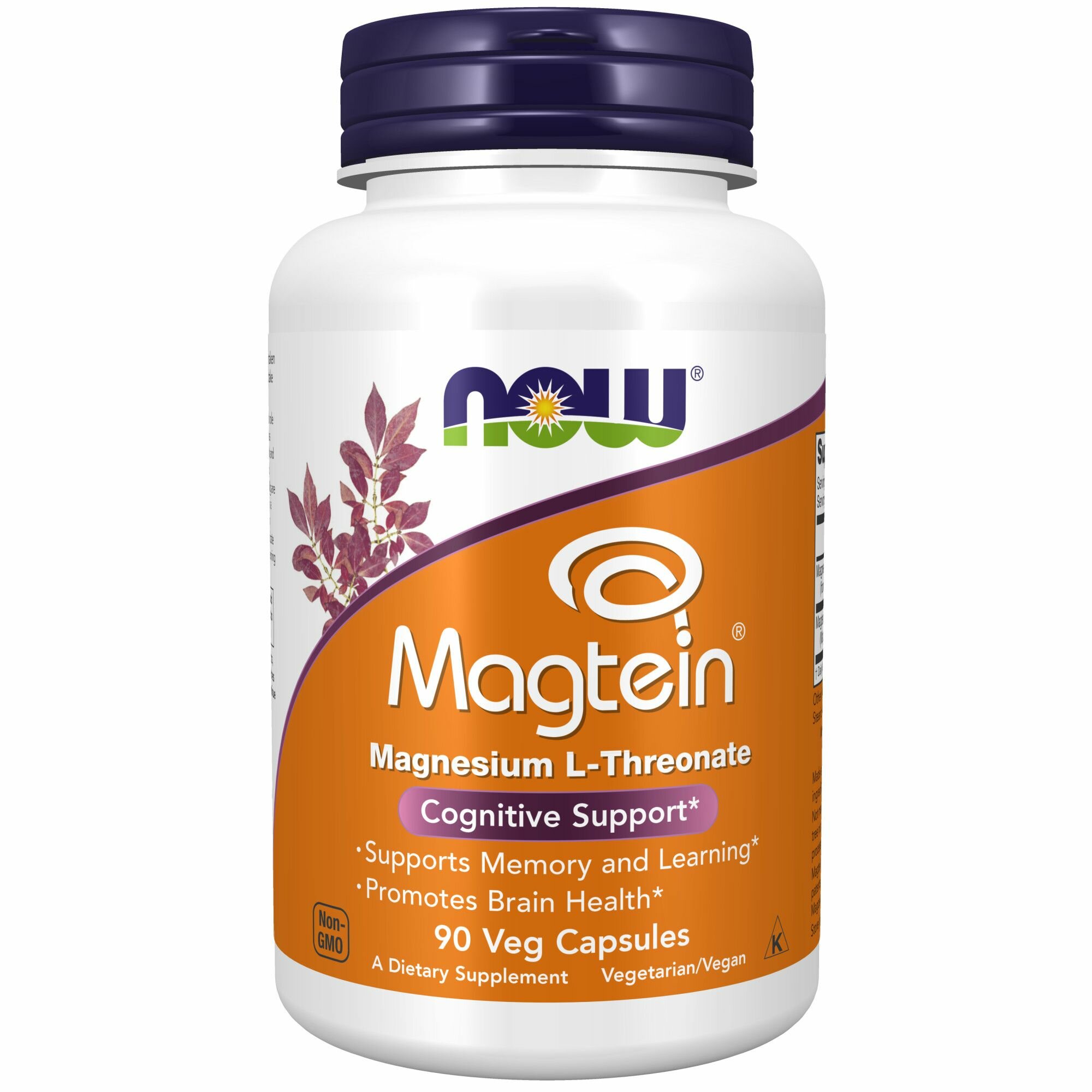 NOW Magtein, Магтейн, L-треонат магния, Здоровье нервной системы, 90 капсул