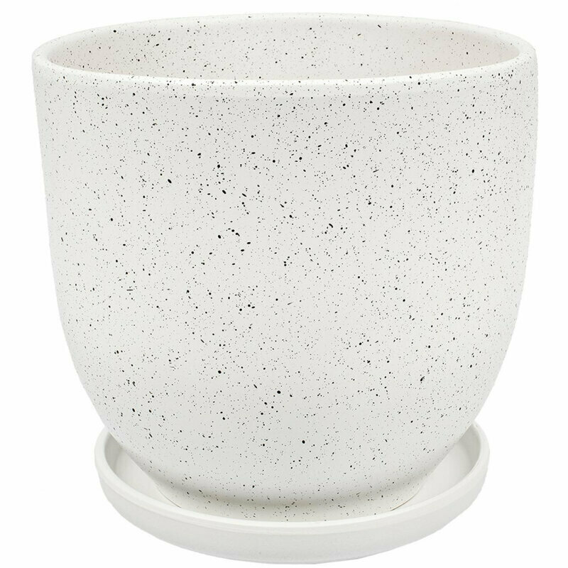 Горшок керамический Терраццо с подстав,4,7л, Д215 Ш215 В200, белый, BH-93-3, 1618581