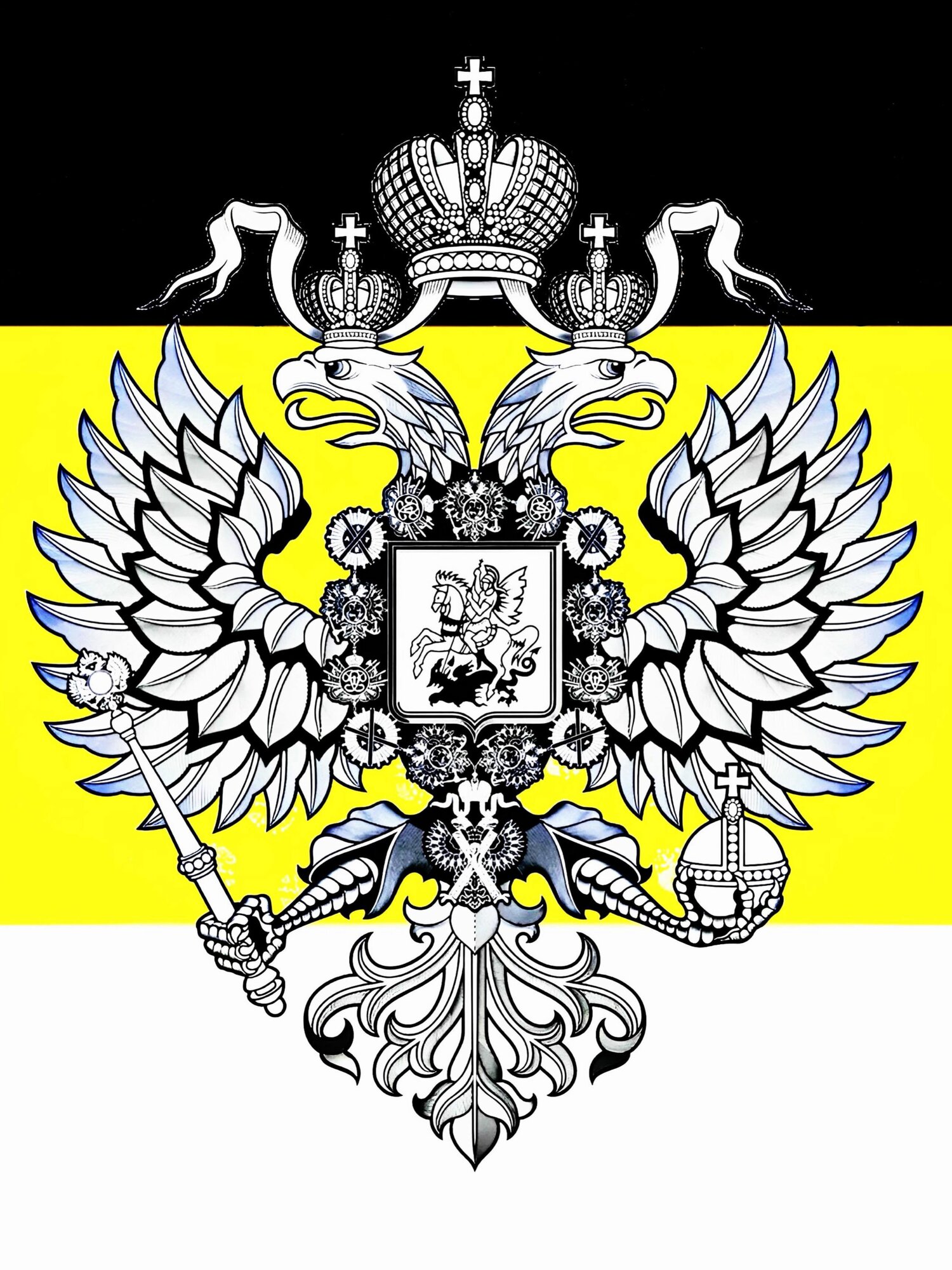 Шеврон герб и флаг Российской империи 8х10 см на липучке