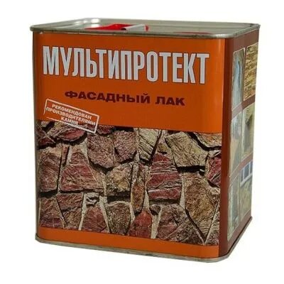 Лак Фасадный мультипротект для защиты природного, искусственного камня, облицовочного кирпича от атмосферных воздействий глянцевый 2,4л
