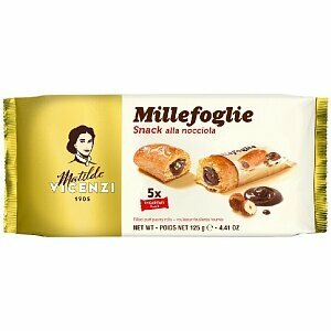 Пирожные VICENZI BISCOTTI [3274] Millefoglie слоеные трубочки с начинкой из фундука 125г
