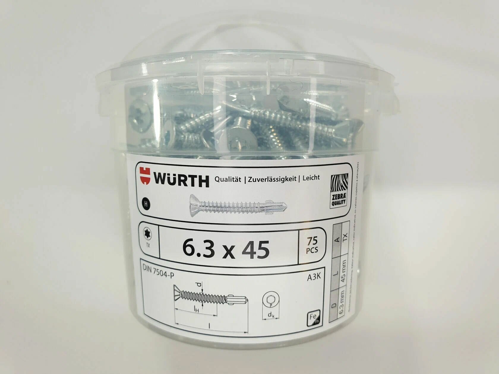Саморез по металлу DIN 7504-P 6.3x45 (wing) с крыльями (75 pcs) WURTH, Германия