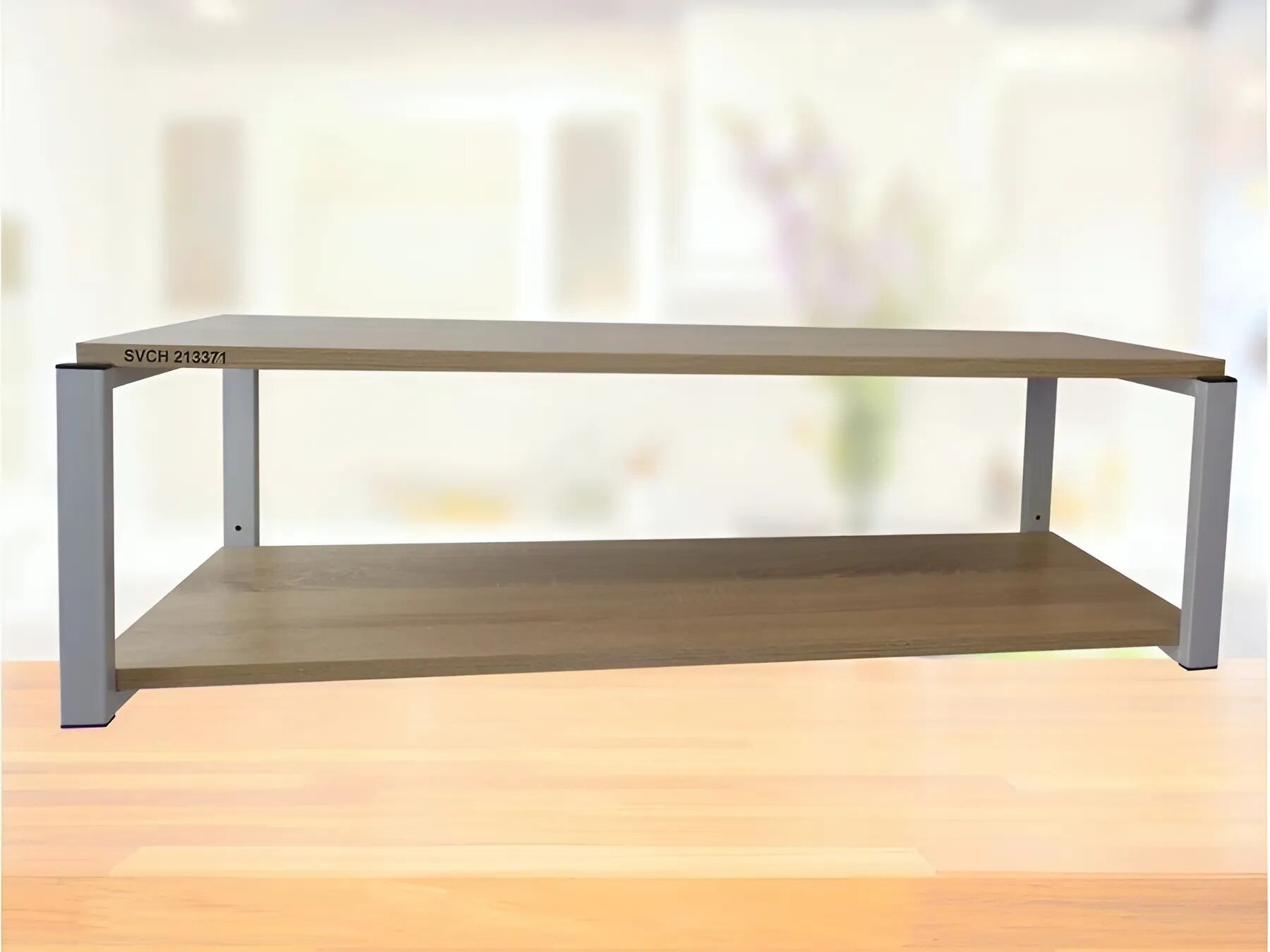 Полка для микроволновки GARROSS "SIBERIA 213371", две полки 30х90 см, высота 27 см, каркас серый, цвет полок дуб сонома