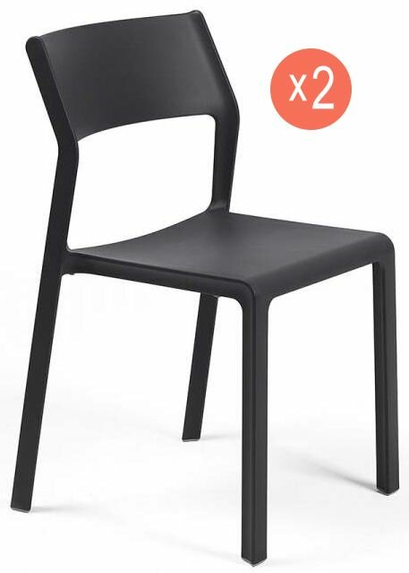 Комплект стульев садовых Trill Bistrot, 2 шт, цвет антрацит, NARDI, Италия